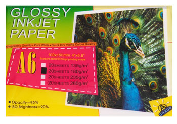 20 Pack 6x4" One-Print MultiJet InkJet Photo Paper A6 (180gsm) Gloss ...