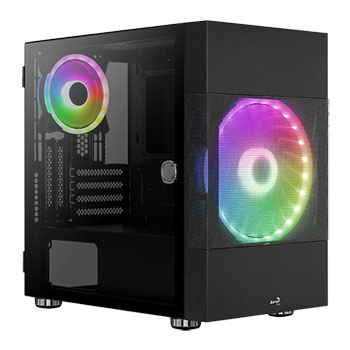 Aerocool Atomic Black Mini Tower Tempered Glass PC Gaming Case LN111117 ...