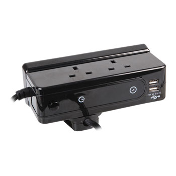 4-Gang Desktop Mains Extension Lead with 2x USB Charging Ports, 2m ...