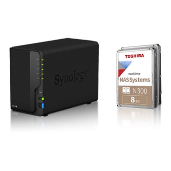 Synology 2 Bay DS220+ 16TB (2 x 8TB Toshiba N300) Desktop NAS Unit LN113528 - DS220+/16TB-N300 ...