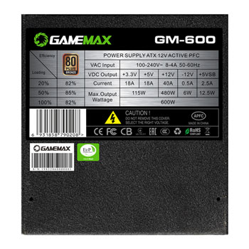 GameMax GM600 600w 80 Plus Bronze Semi-Modular Power Supply LN118550 ...