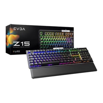 EVGA Z15 RGB Kailh Speed Silver Mechanical Refurbished Gaming Keyboard ...
