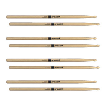 ProMark Classic Forward 5A Hickory Drumsticks, Oval Wood Tip, 4-Pack ...