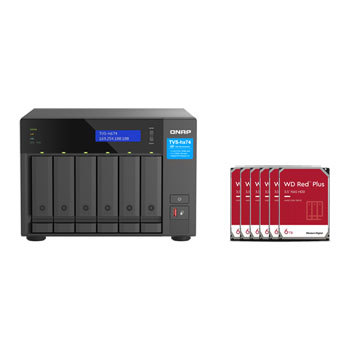 6 Bay QNAP TVS-h674-i5-32G i5 32GB Desktop NAS & 6x 6TB WD Red Hard ...