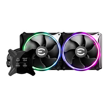 EVGA CLCx 280mm All-In-One RGB CPU Liquid Cooler with LCD Display Intel ...