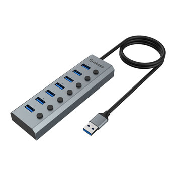 Akasa Connect 7 IPS 7 Port USB Type-A Hub LN138301 - AK-HB-21BKCM | SCAN UK