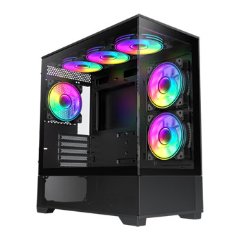 GameMax Vista Mini Black MicroATX PC Case with 6x Dual-Ring Infinity ...