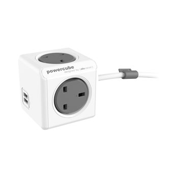 Allocacoc PowerCube 'Extended USB' 4-Socket Mains Extension Lead with 2 ...