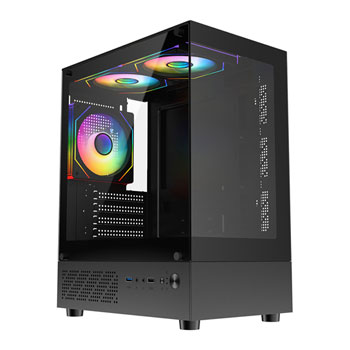 CiT Celsius Tempered Glass Black MicroATX Tower Gaming Case LN164319 ...