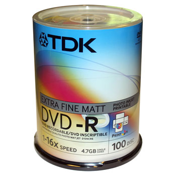 Faceface Printable TDK DVD-R 4.7GB Media 100 Cake Box - T19915 LN18847 | SCAN UK