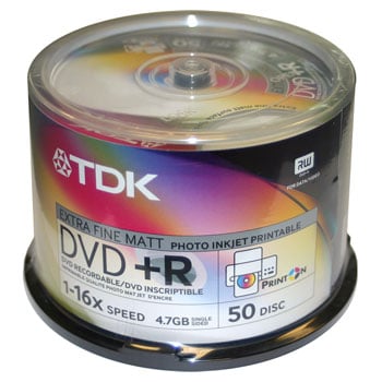TDK DVD+R 4.7GB Storage Media LN18849 - DVD+R47PWWCBED50 | SCAN UK