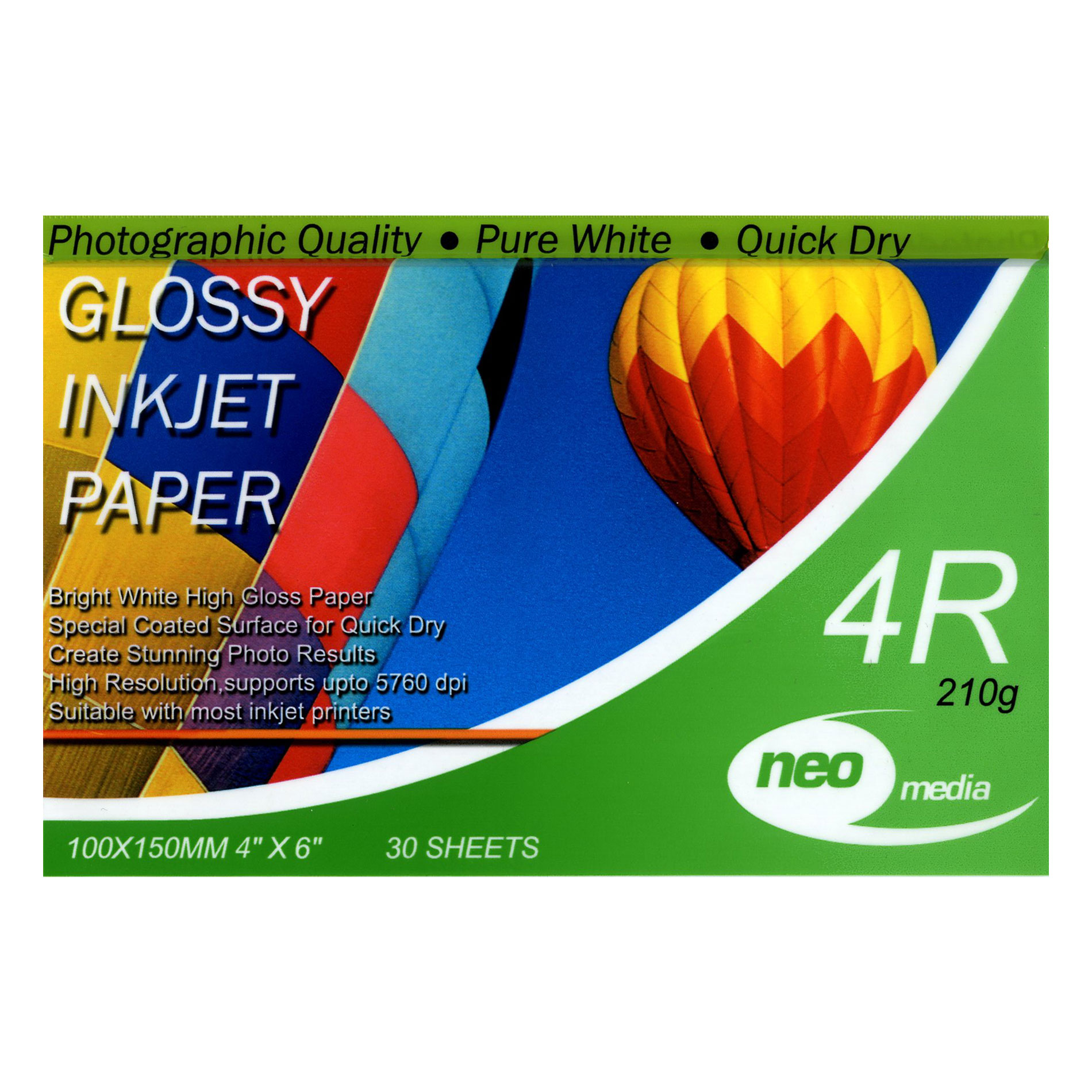 6x4 210gsm Photo Gloss Paper 30 Sheets Neo Media LN47289 - NEO 6x4 210g ...