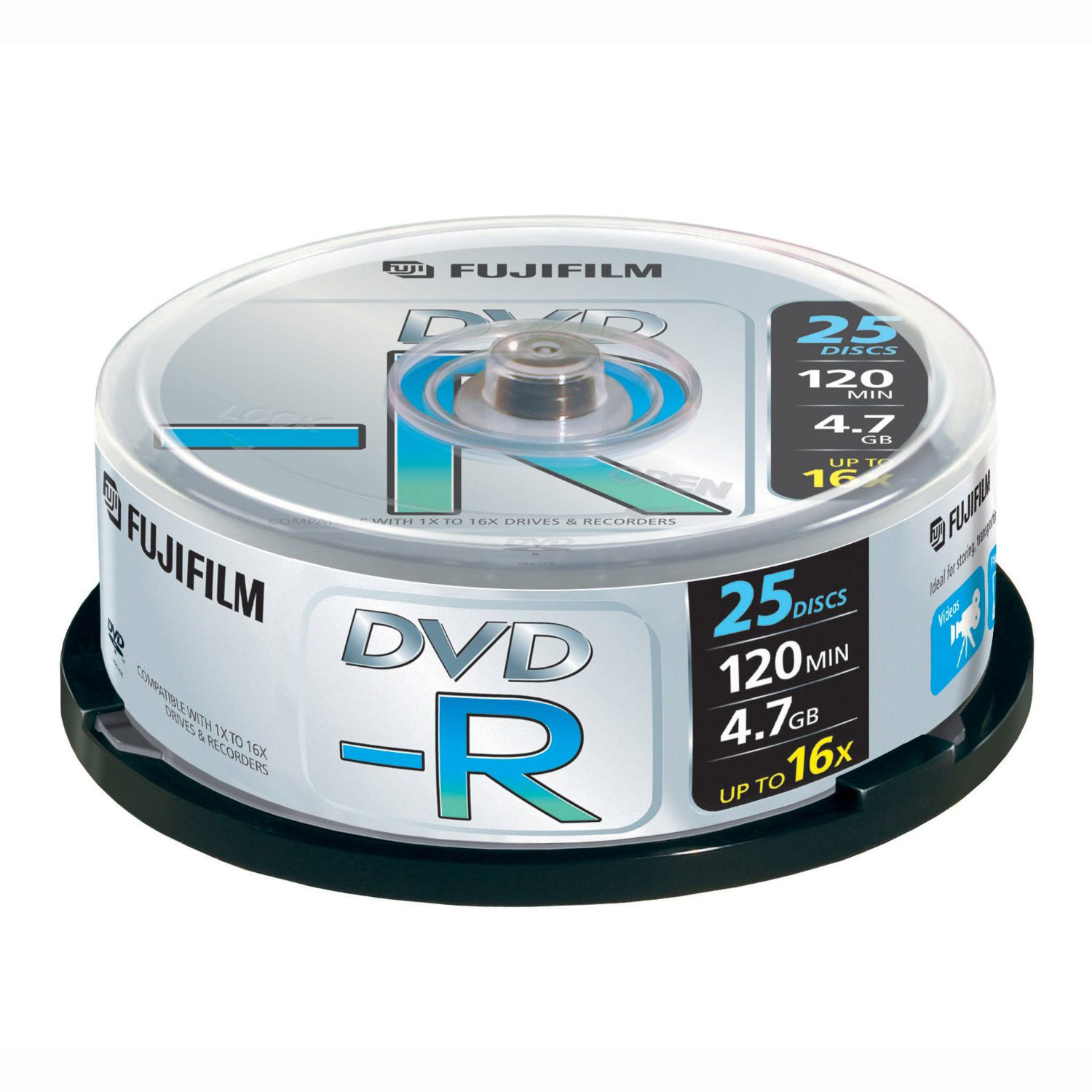 25 spindle pack of blank single layer DVD-R discs from FujiFilm LN71519 ...