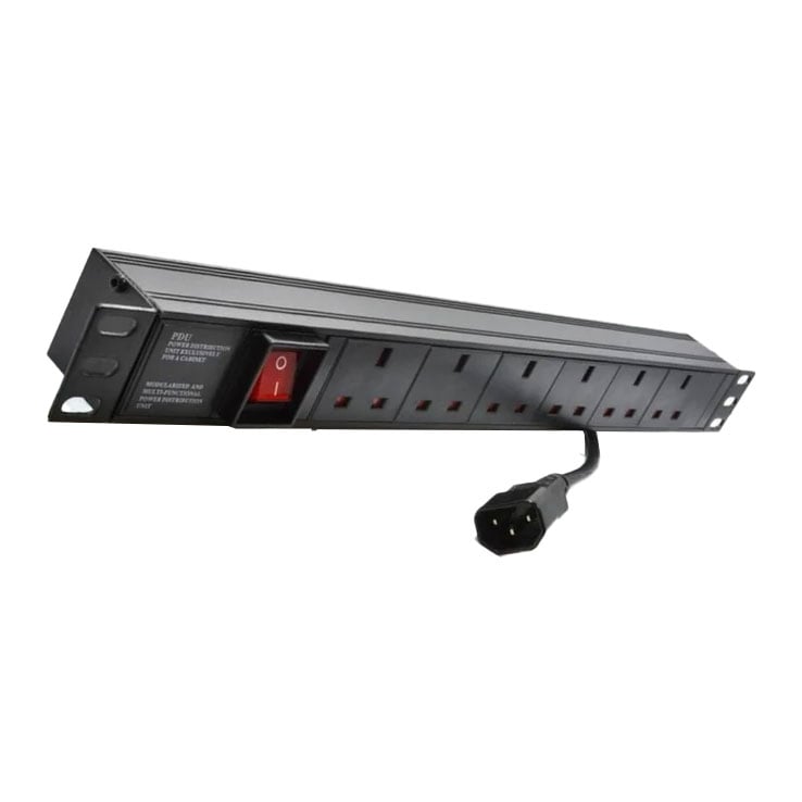 Xclio Data 6-Way Horizontal Rackmount PDU w/ Surge Protection 1.8M ...