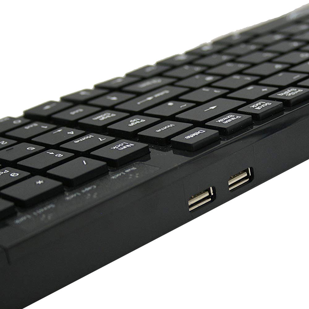 Xclio Slim Spill Resistant Quiet Multimedia Keyboard with 2 Port USB ...