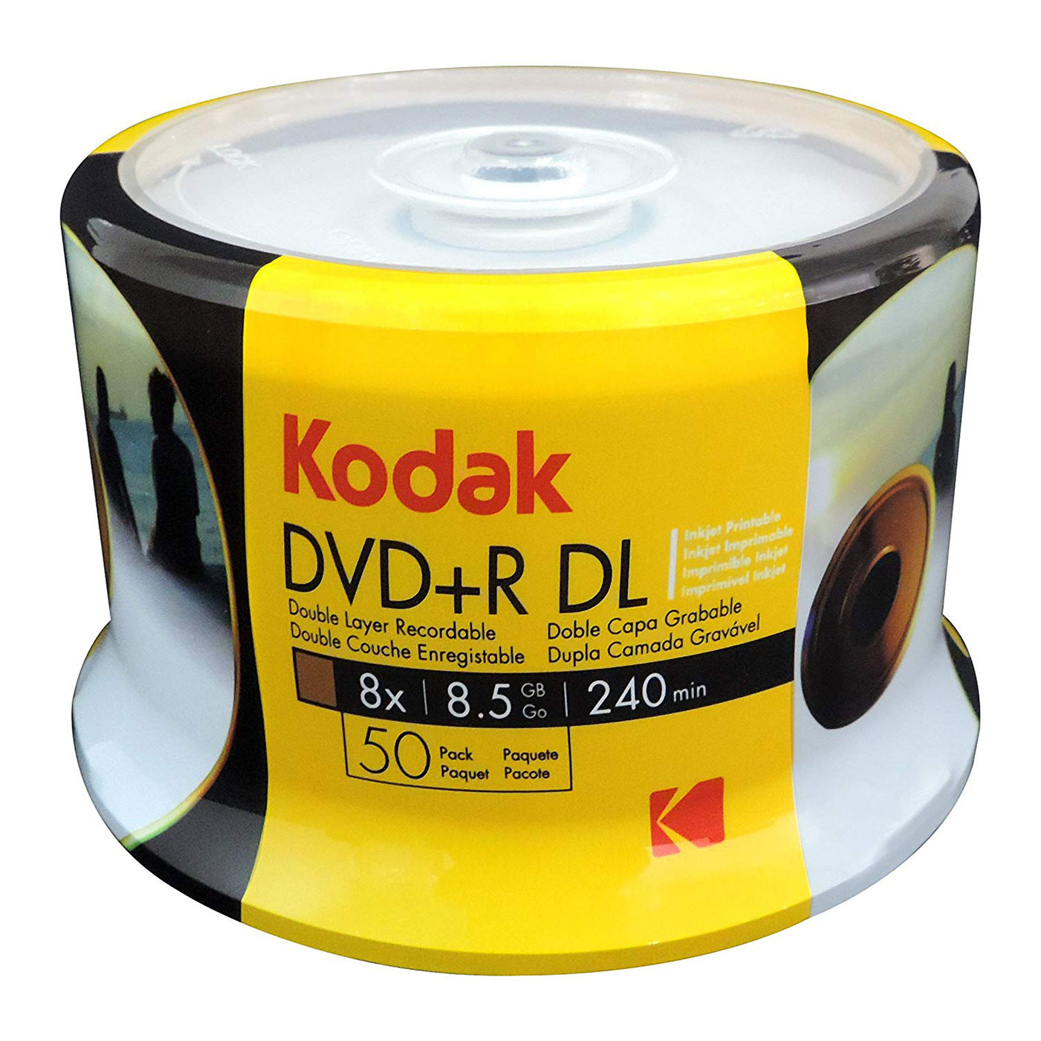 50 Pack Kodak DVD+R Dual Layer 8x Full Face Printable LN98627 - KODAK ...
