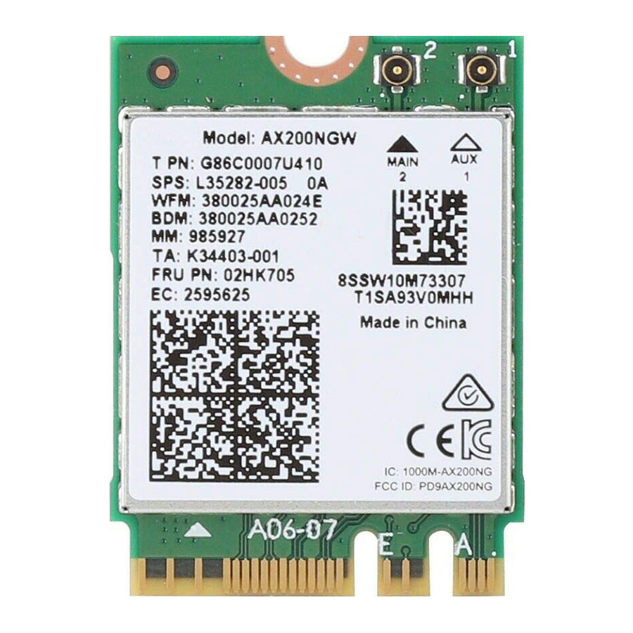 Intel AX200 Wi-Fi 6 (802.11ax), Dual Band Bluetooth 5.1, M.2 2230 ...