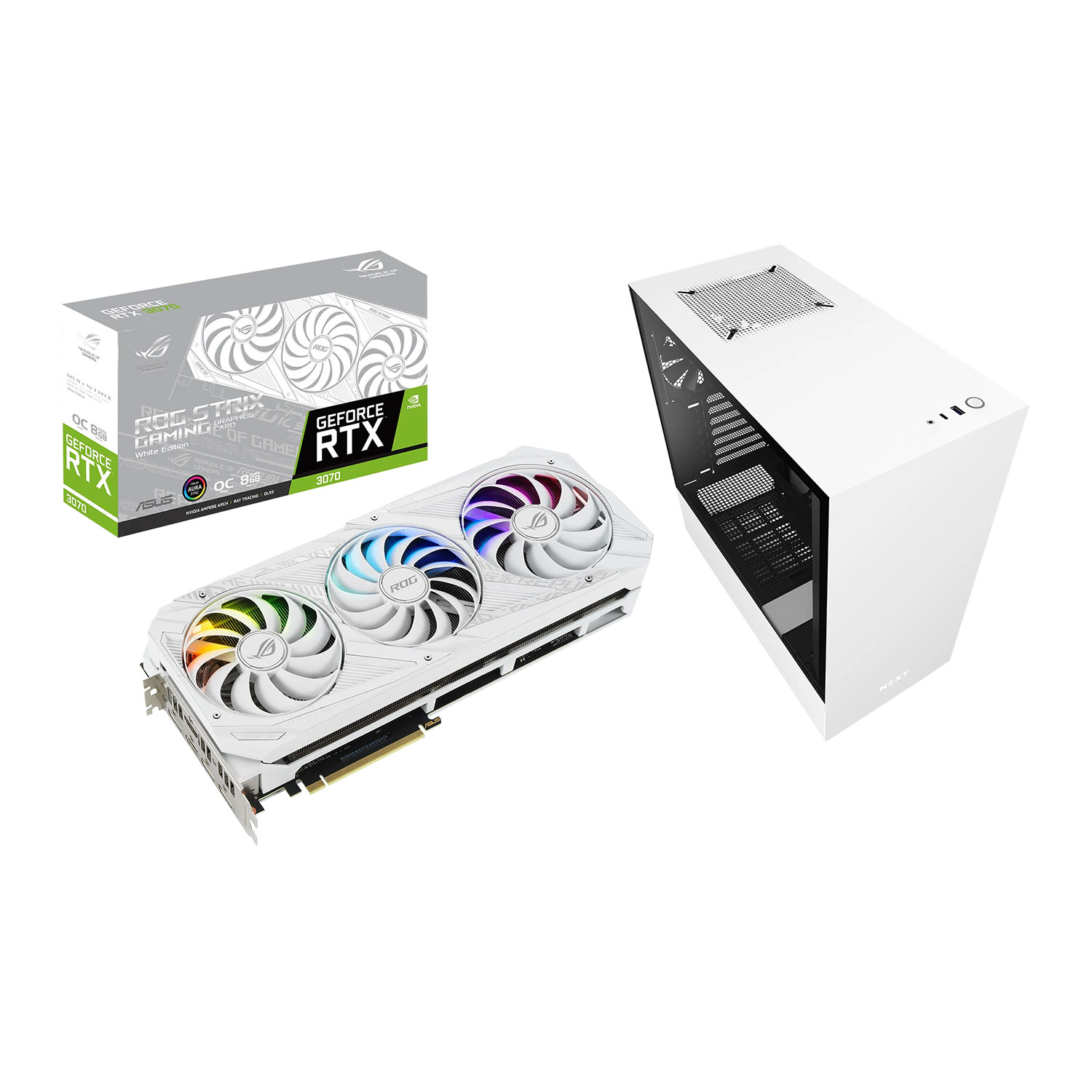 ASUS NVIDIA GeForce RTX 3070 ROG Strix OC White GPU with NZXT White ...