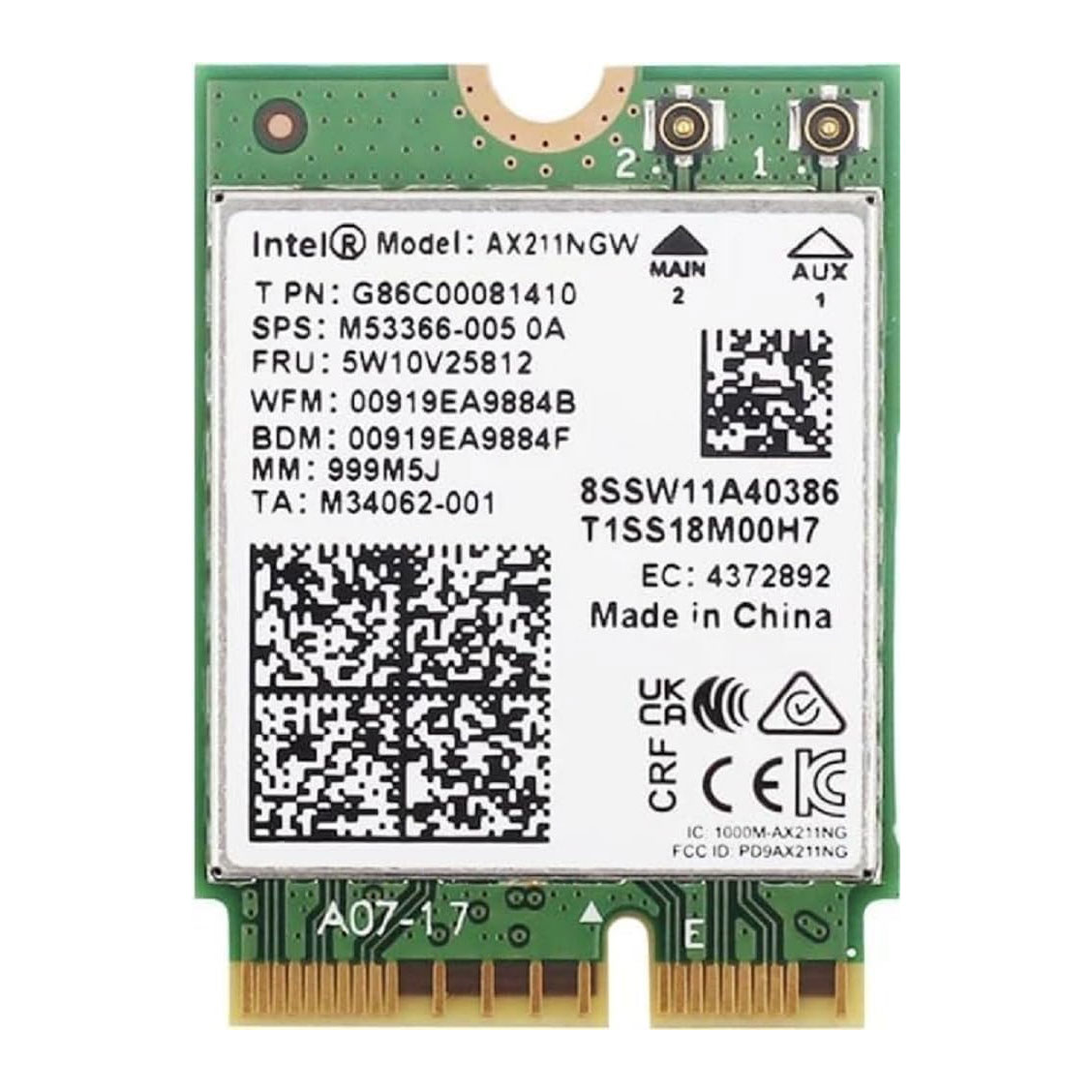 Intel Wi-Fi 6E AX211 (Gig+) with Bluetooth 5.2 M.2 CNVio2 2230 Network ...