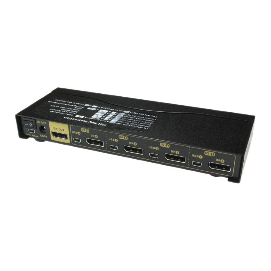 4 Port DisplayPort KVM Switch 4K@60Hz w/Cables & Remote Control ...
