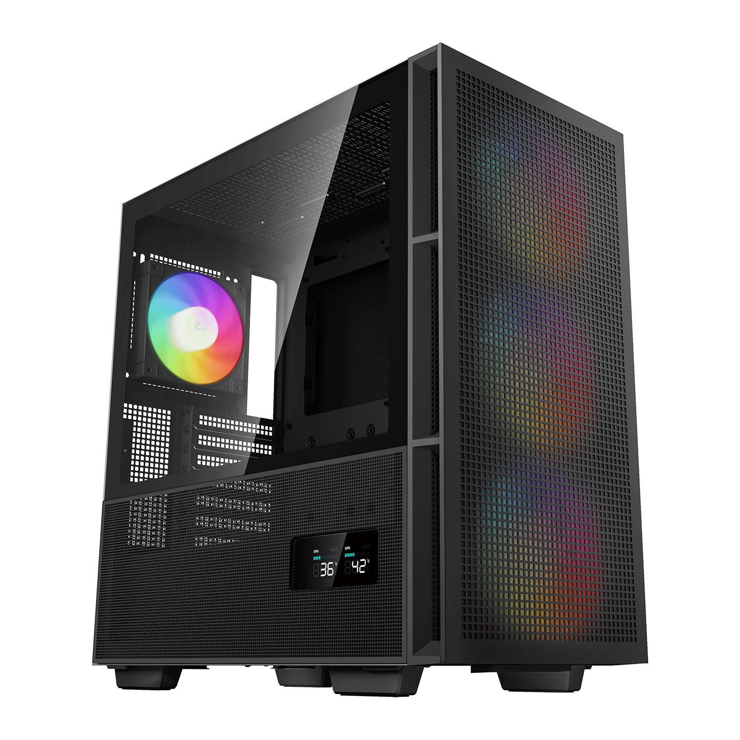 DeepCool CH560 Digital Tempered Glass Mid Tower Black Gaming Case ...
