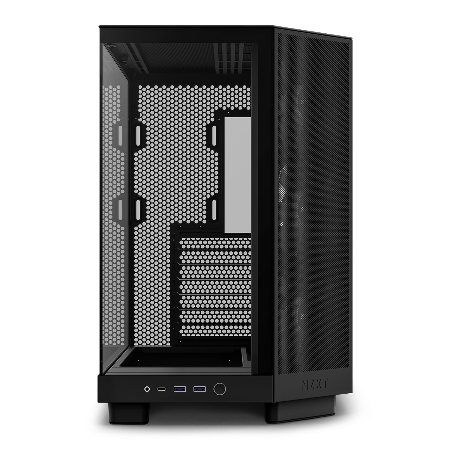 NZXT H6 Flow RGB Black Compact Dual-Chamber Tempered Glass Case inc 3x ...