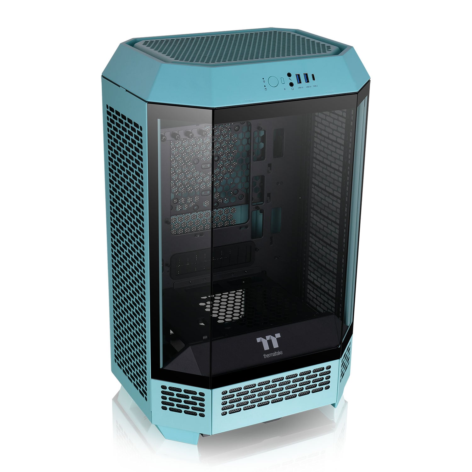 Thermaltake The Tower 300 Turquoise Micro Tower Tempered Glass PC ...