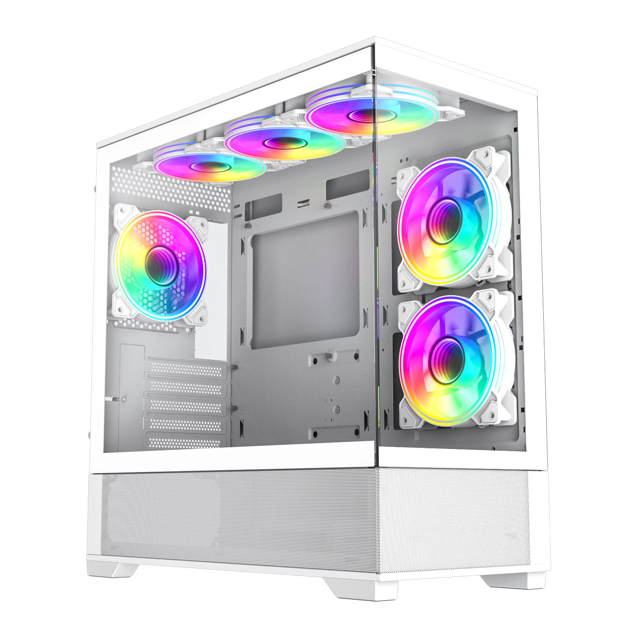 GameMax Vista Mini White MicroATX PC Case with 6x Dual-Ring Infinity ...