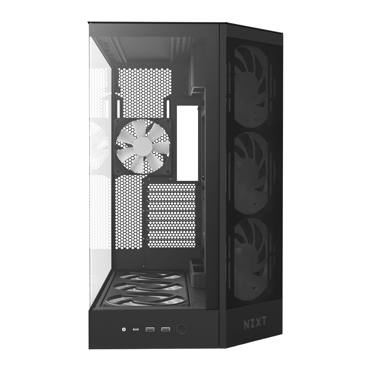 NZXT H9 Flow RGB+ Tempered Glass Dual Chamber Mid Tower with 2x F420 ...