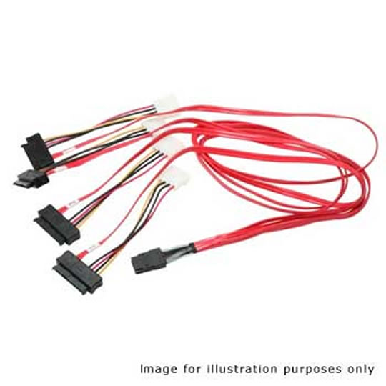 LSI SFF8087 to 4x SFF8482 breakout SAS cable, w. Power connector, 1 meter LN35964 - CBL-LSI8087 ...