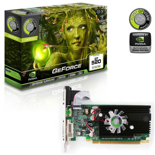 Point of View NVIDIA GT 520 Low Profile Graphics Card - 1GB LN42235 ...