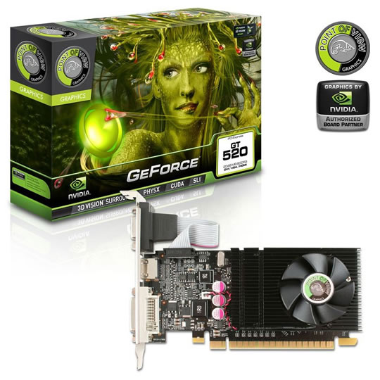 Point of View NVIDIA GT 520 Low Profile Graphics Card - 2GB LN42236 ...
