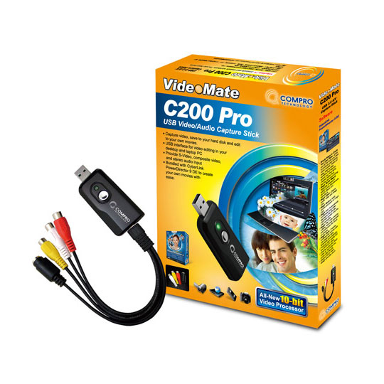 Compro VideoMate C200 Pro USB 2.0 Video Capture Stick LN49437 | SCAN UK