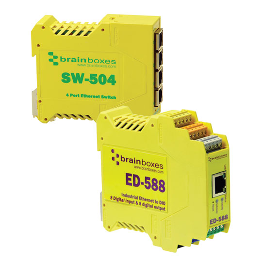 Brainboxes Industrial Ethernet to DIO & Ethernet Unmanaged 4 Port ...