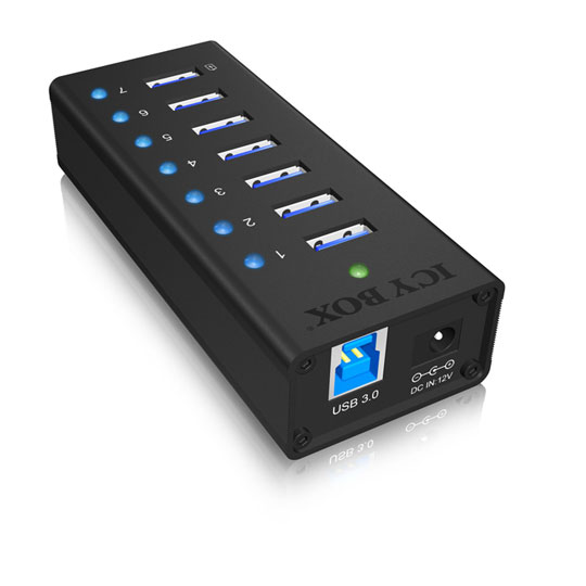 Seven Port Icy Box USB 3 + USB Charger LN60547 - UK IB-AC618 | SCAN UK