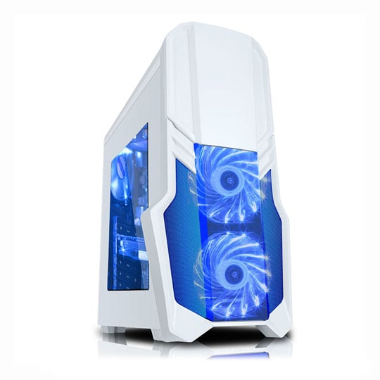 CIT G Force White/Blue PC Gaming Case with Window LN72203 - CIT-GFORCE ...
