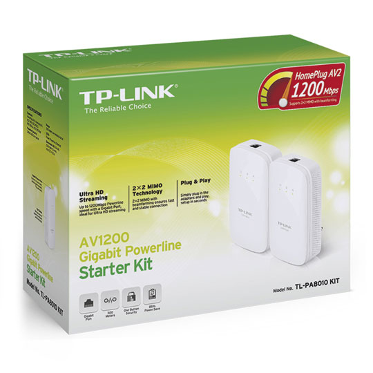 Gigabit HomePlug Twin Pack from TP LINK LN72507 - TL-PA8010 KIT | SCAN UK