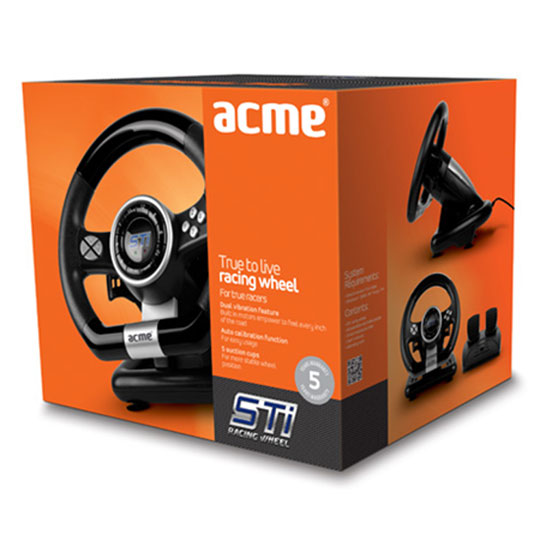 ACME STi Racing Wheel with Pedals LN74001 - ACME/4770070870709 | SCAN UK