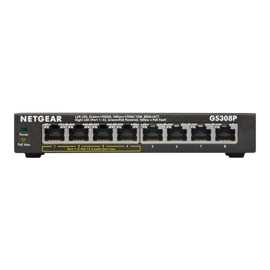 Netgear 8 Port Gigabit Switch with 4 Ports PoE GS308P-100UKS LN74677 ...