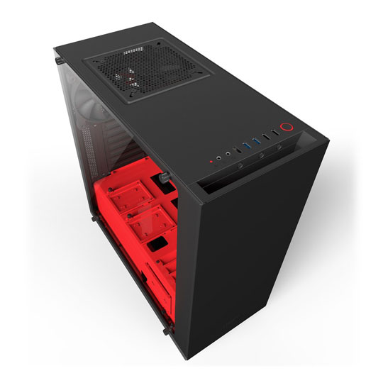 NZXT Red Black S340 Elite Glass Windowed Midi PC Gaming Case LN75443 ...