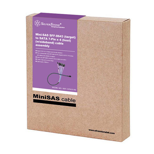 Silverstone 60cm SST-CPS05-RE 12Gb MiniSAS HD SFF-8643 to SATA 7pin ...