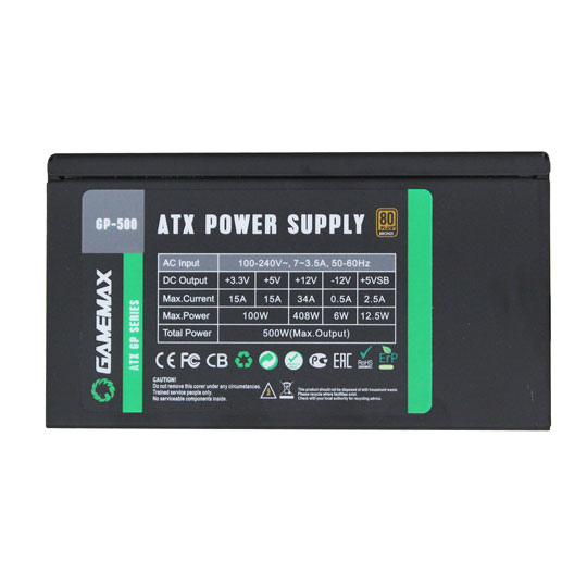GameMax GP500 500w 80 Plus Bronze Wired Power Supply LN80981 - GP-500 ...