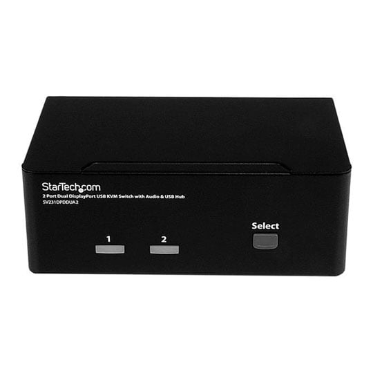 Startec SV231DPDDUA2 2-Port DisplayPort Dual-Monitor KVM Switch - 4K ...