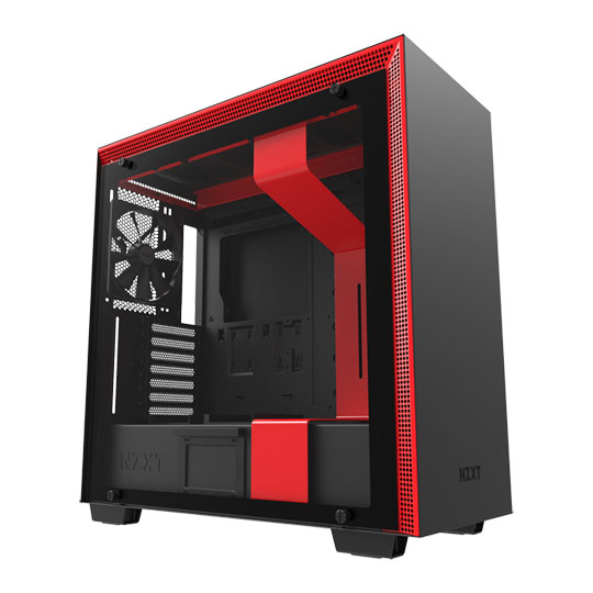 NZXT Red H700 Tempered Glass Window Tower PC Gaming Case LN89840 - CA-H700B-BR | SCAN UK