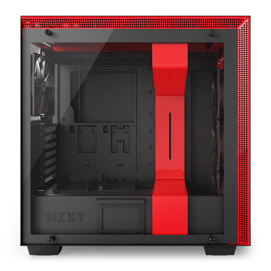 NZXT Red H700 Tempered Glass Window Tower PC Gaming Case LN89840 - CA-H700B-BR | SCAN UK