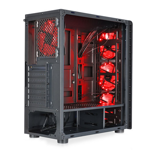 CIT Raider Red LED Tempered Glass Midi PC Gaming Case LN92806 - CIT ...