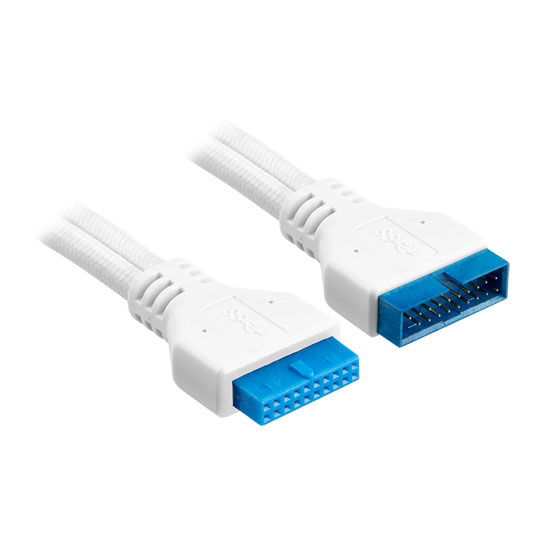 Corsair 30cm White Premium Braided Sleeved Front Panel Extension Kit ...