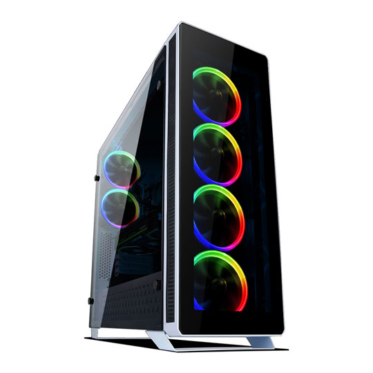 SaharaGaming P75 White Full Tower RGB Gaming Case Tempered Glass ...