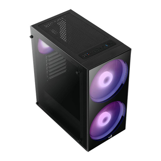 Aerocool Python RGB Black Mid Tower Tempered Glass PC Gaming Case ...