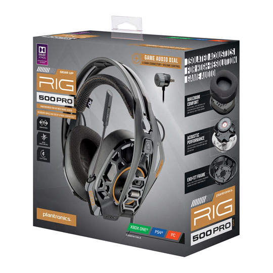 Plantronics Poly RIG 500 Pro HC Wired Gaming Headset, PC/PS4/XBOX Black ...